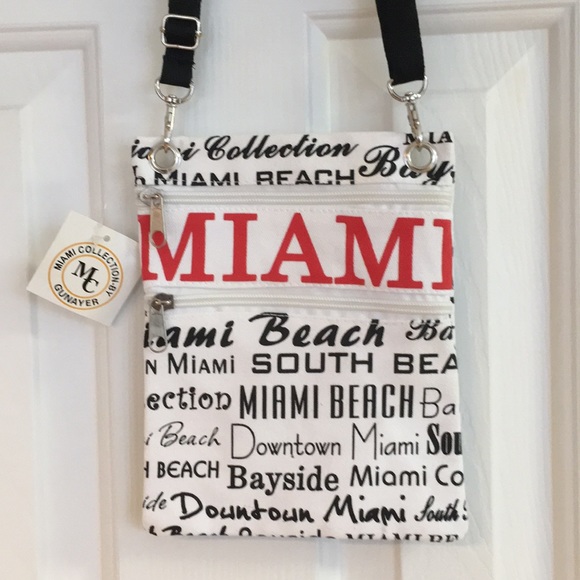 Gunayer | Bags | Miami Beach Logos Small Light Crossbody Bag Nwt | Poshmark